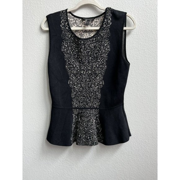 BCBGMaxAzria | Tops | Bcbgmaxazria Large Alonya Jacquard Peplum Top ...